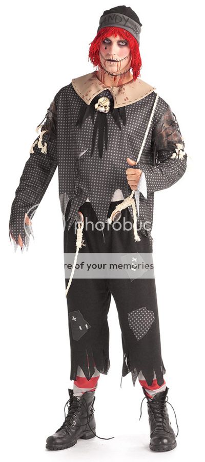 Scary Gothic Raggedy Andy Rag Doll Boy Adult Halloween Costume Ragdoll ...